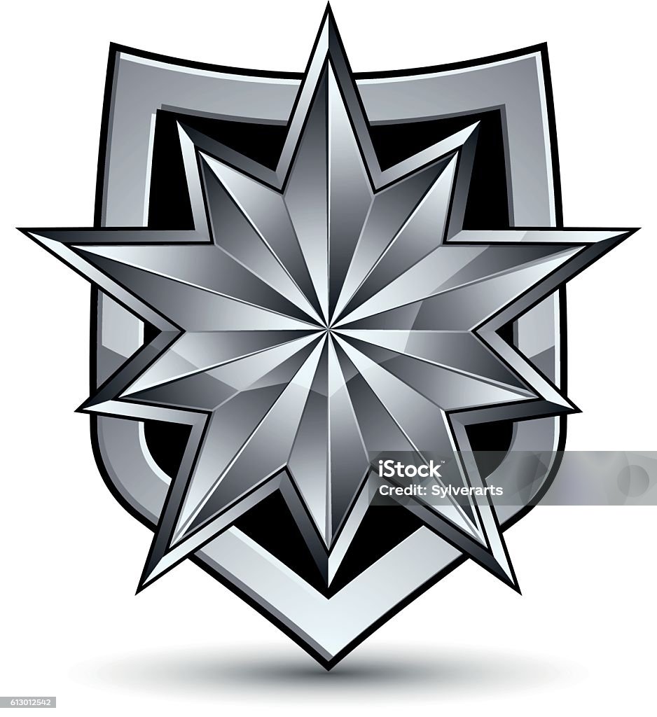 Sophisticated Vector Blazon With Silver Star Emblem 3d Design Element