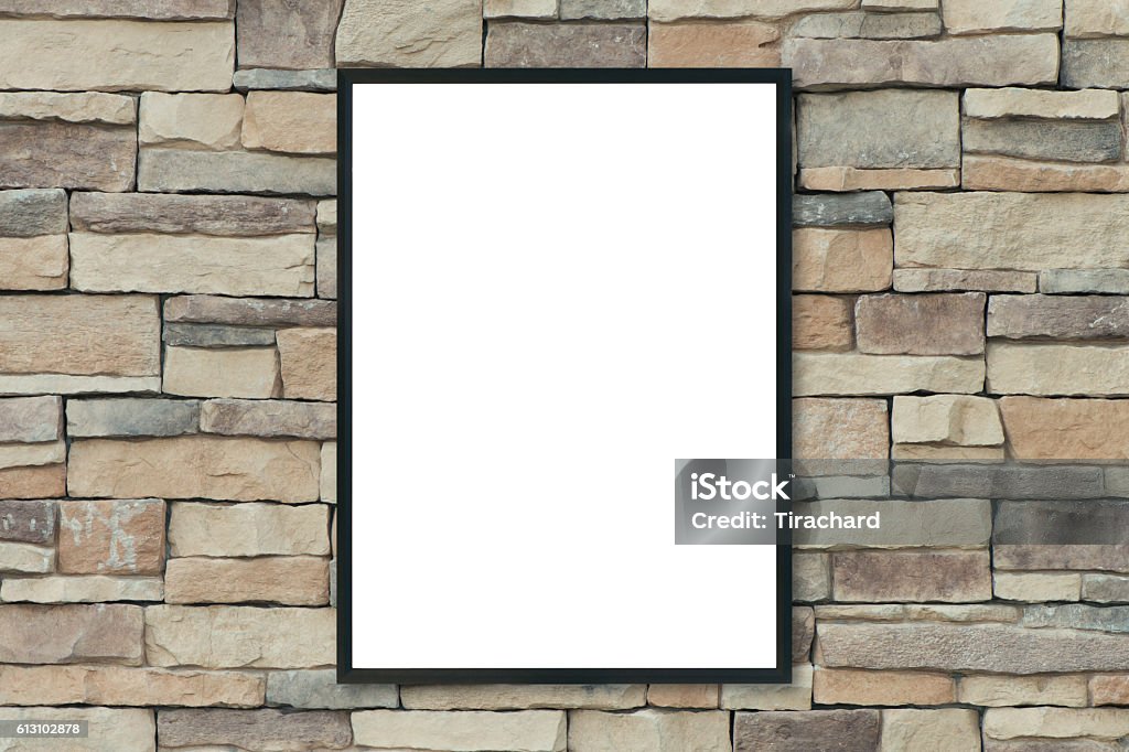 Mock Up Bingkai Gambar Poster Kosong Di Dinding Bata Foto Stok Unduh