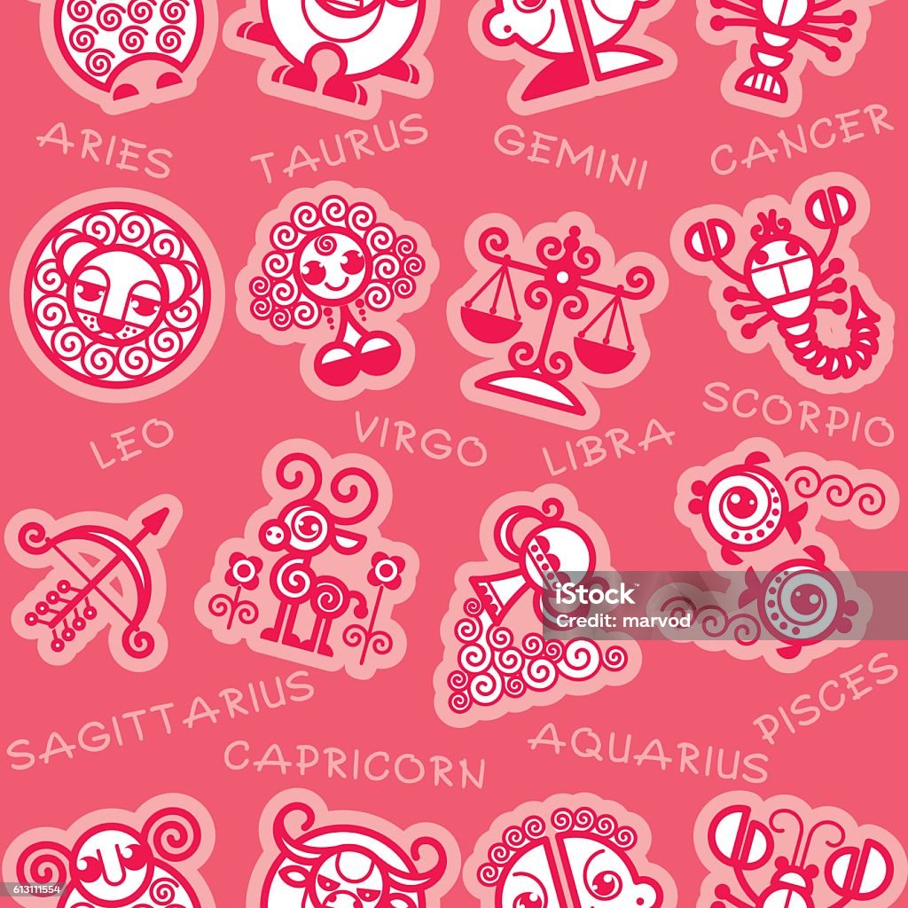Vector Seamless Pattern Of Zodiac Signs Stock Illustration Download