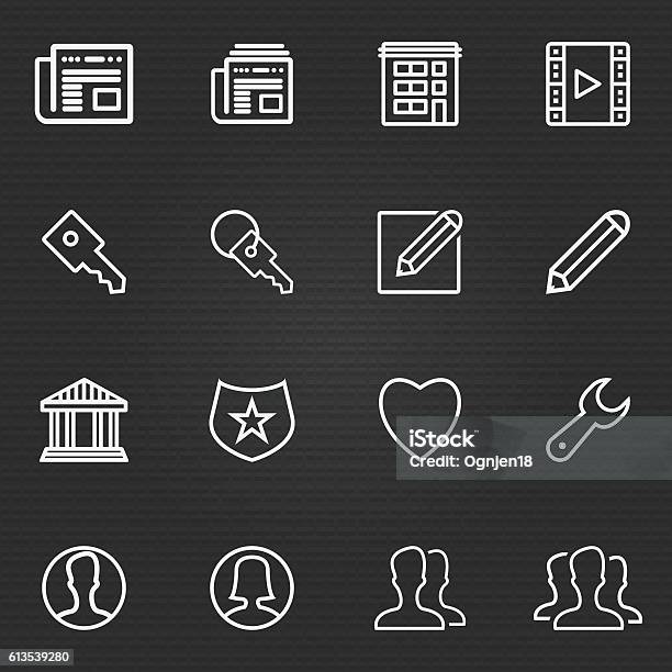 Set Of Thin Line Stroke General Icons Vector Illustration Stock