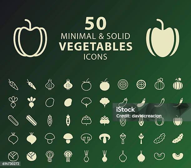 50 개의 최소 및 고체 야채 아이콘 세트 가지 채소에 대한 스톡 벡터 아트 및 기타 이미지 가지 채소 건강한 생활방식