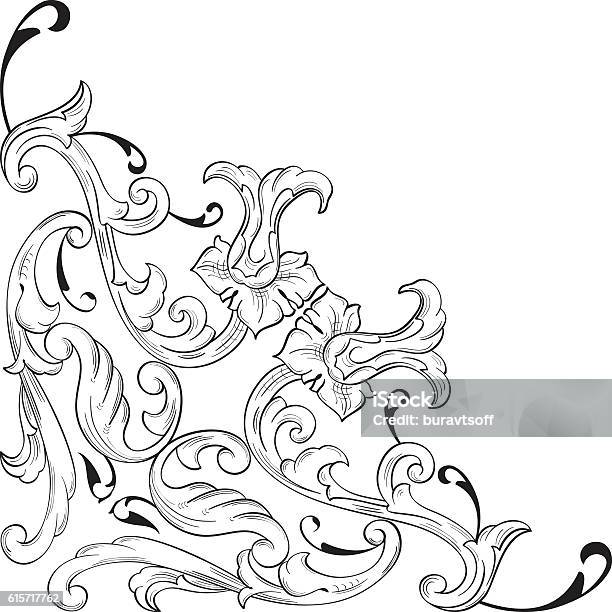 Ilustración de El Estilo Barroco De Arte Del Elemento De La Esquina y ... Ilustración de El Estilo Barroco De Arte Del Elemento De La Esquina y ...