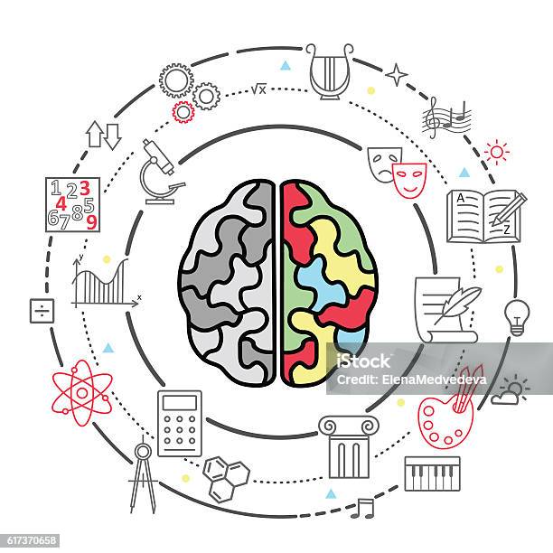 Ilustración De Iconos Vectoriales De La Actividad Cerebral Humana Y Más