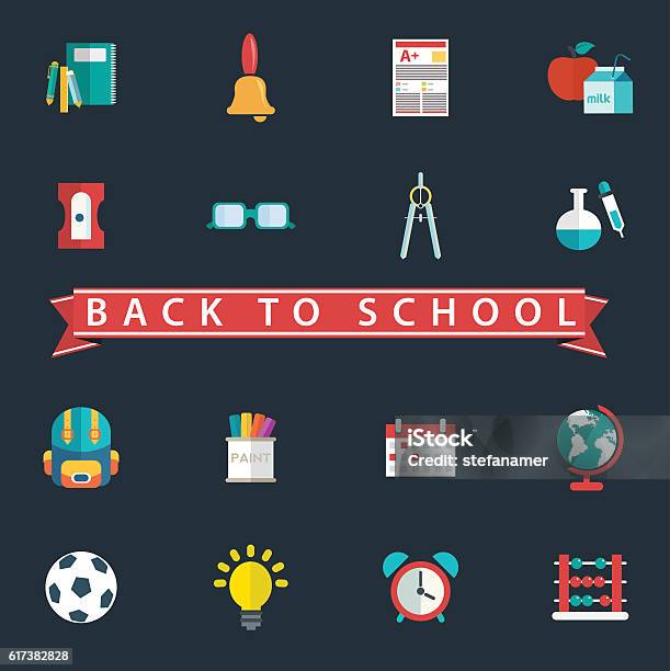 Back To School 아이콘크기 세트 벡터 일러스트레이션 시리즈 일부에 대한 스톡 벡터 아트 및 기타 이미지 시리즈