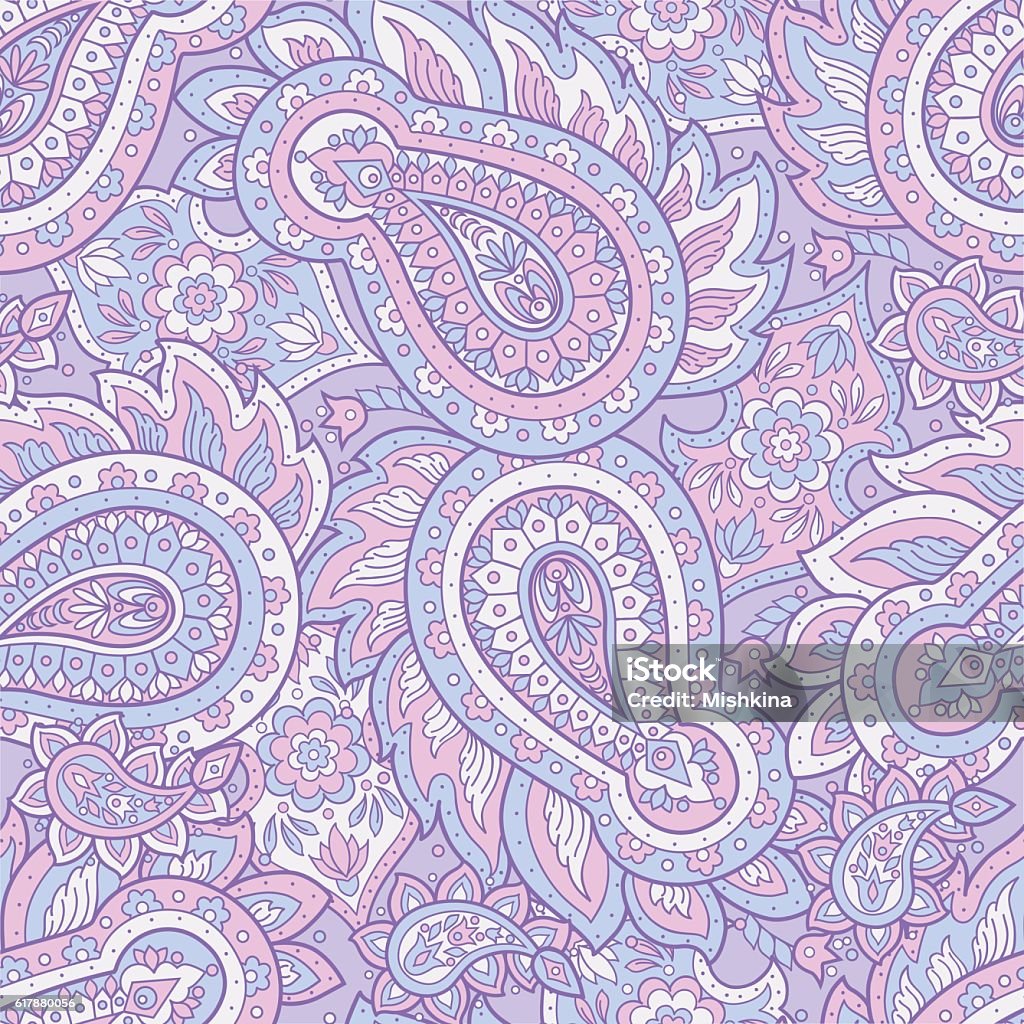 Paisley Seamless Pattern Vector Illustration In Asian Textile Style