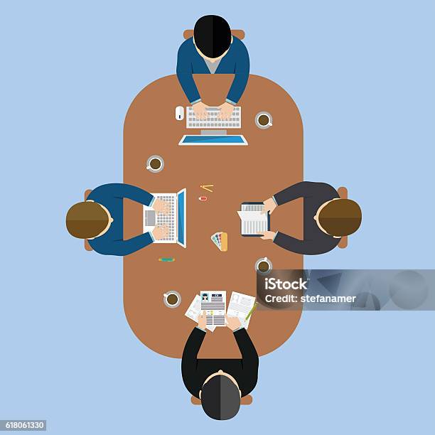 Pertemuan Bisnis Brainstorming Dengan Gaya Datar Ilustrasi Stok Unduh