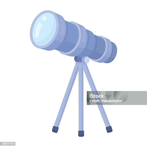 Telescope Icon In Cartoon Style Isolated On White Background Space向量圖形及