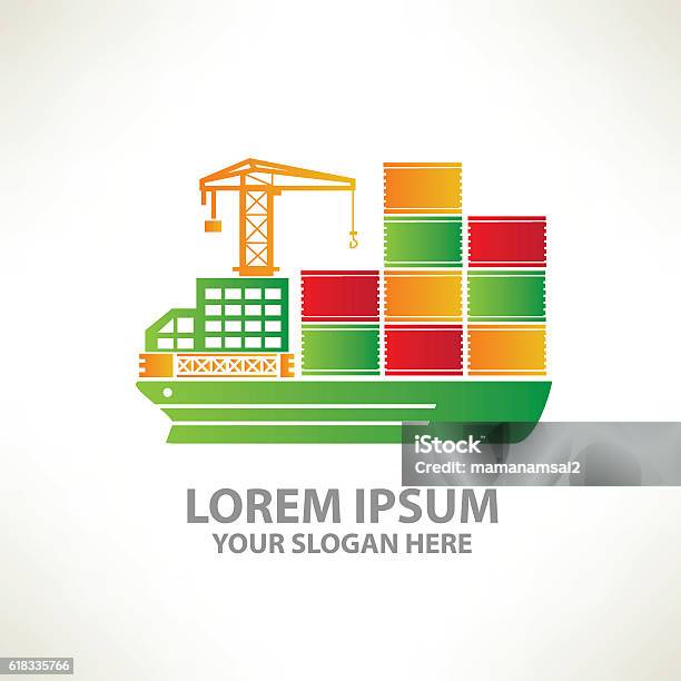 Container Ship Design On Clean Background Vector向量圖形及更多商業金融與工業圖片 商業金融