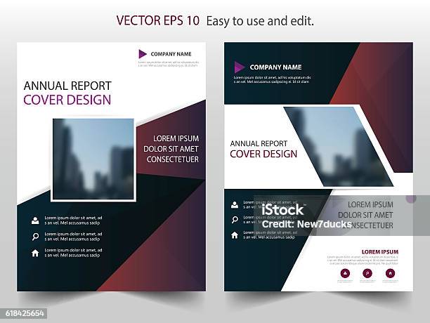 Violet Hitam Abstrak Laporan Tahunan Brochure Desain Template Vektor