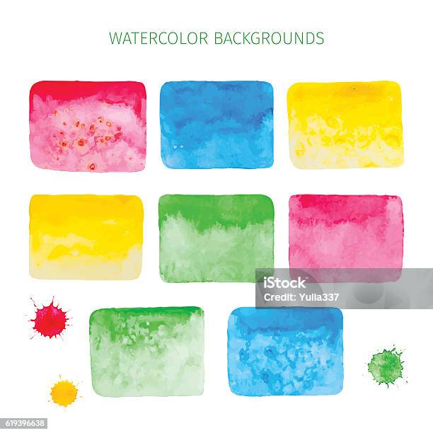 Set Of Watercolor Vector Backgrounds向量圖形及更多一組物體圖片 一組物體 具有特定質地 墨水