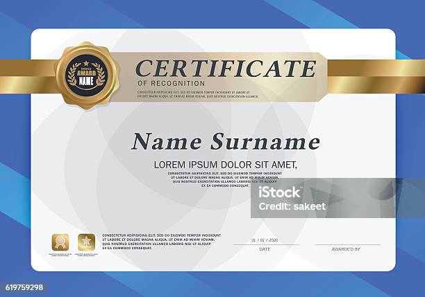 Certificate Of Recognition Frame Design Template向量圖形及更多優惠券圖片 優惠券 奢侈