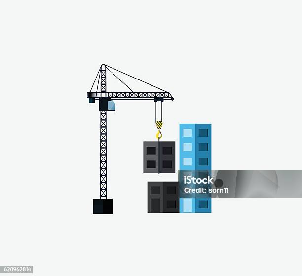 Lokasi Konstruksi Membangun Rumah Ilustrasi Vektor Datar Ilustrasi Stok