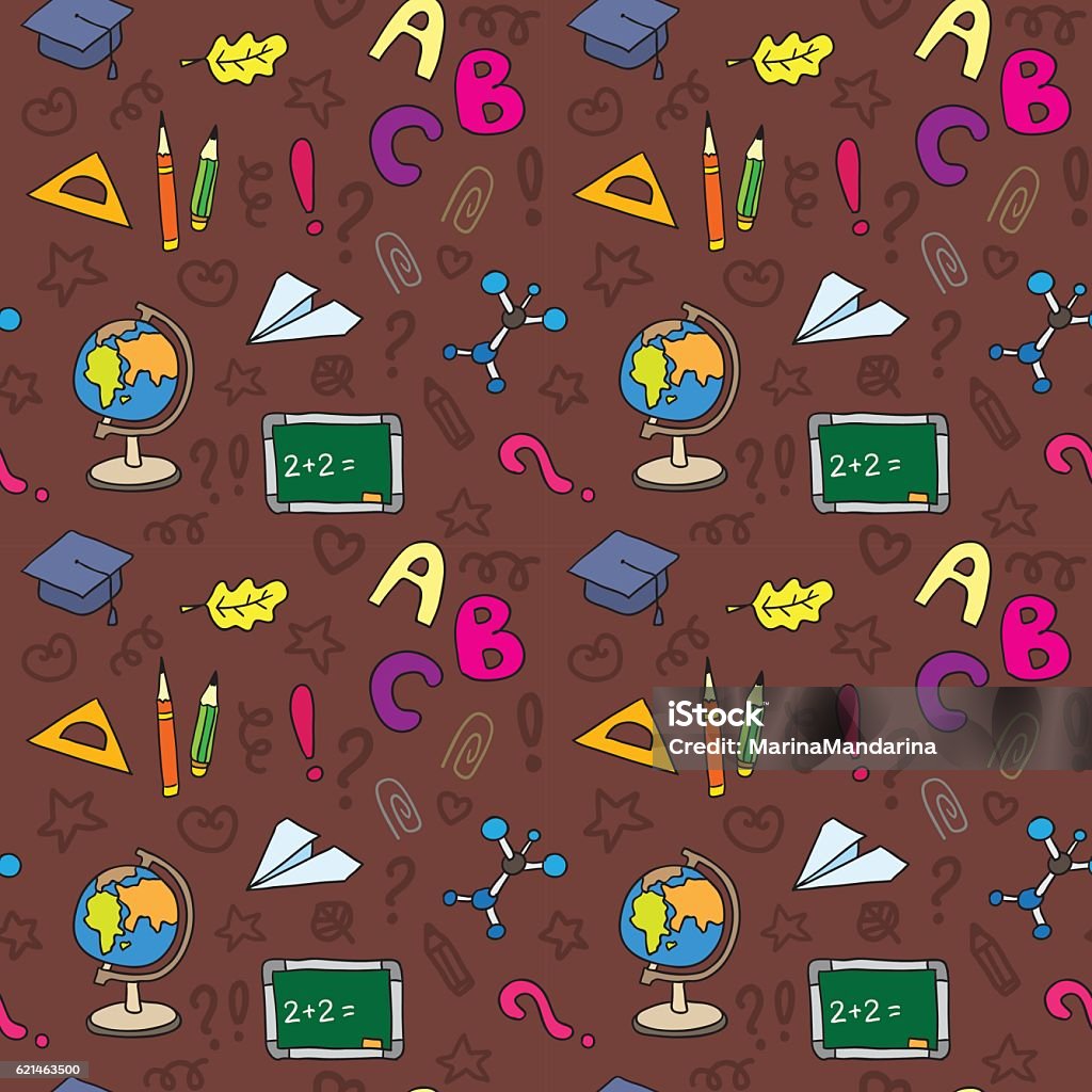 Back To School 연속무늬 갈색에 대한 스톡 벡터 아트 및 기타 이미지 갈색 과학 교육 Istock