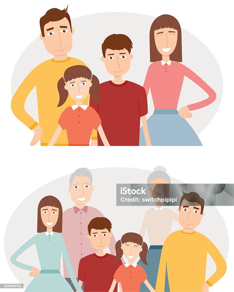 Große Familie Mit Kindern Eltern Und Großeltern Familienporträt