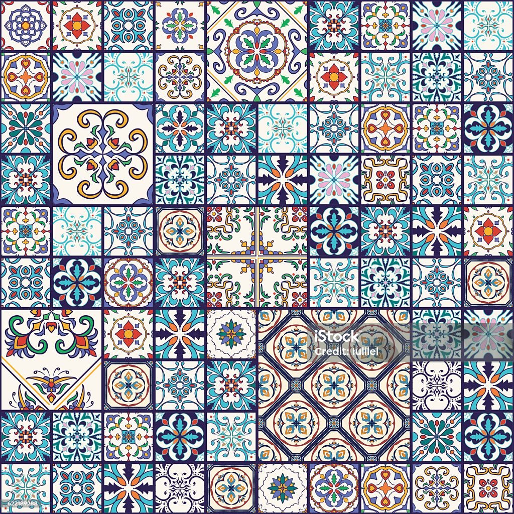 Vector Seamless Texture Mega Patchwork Pattern With Decorative Elements