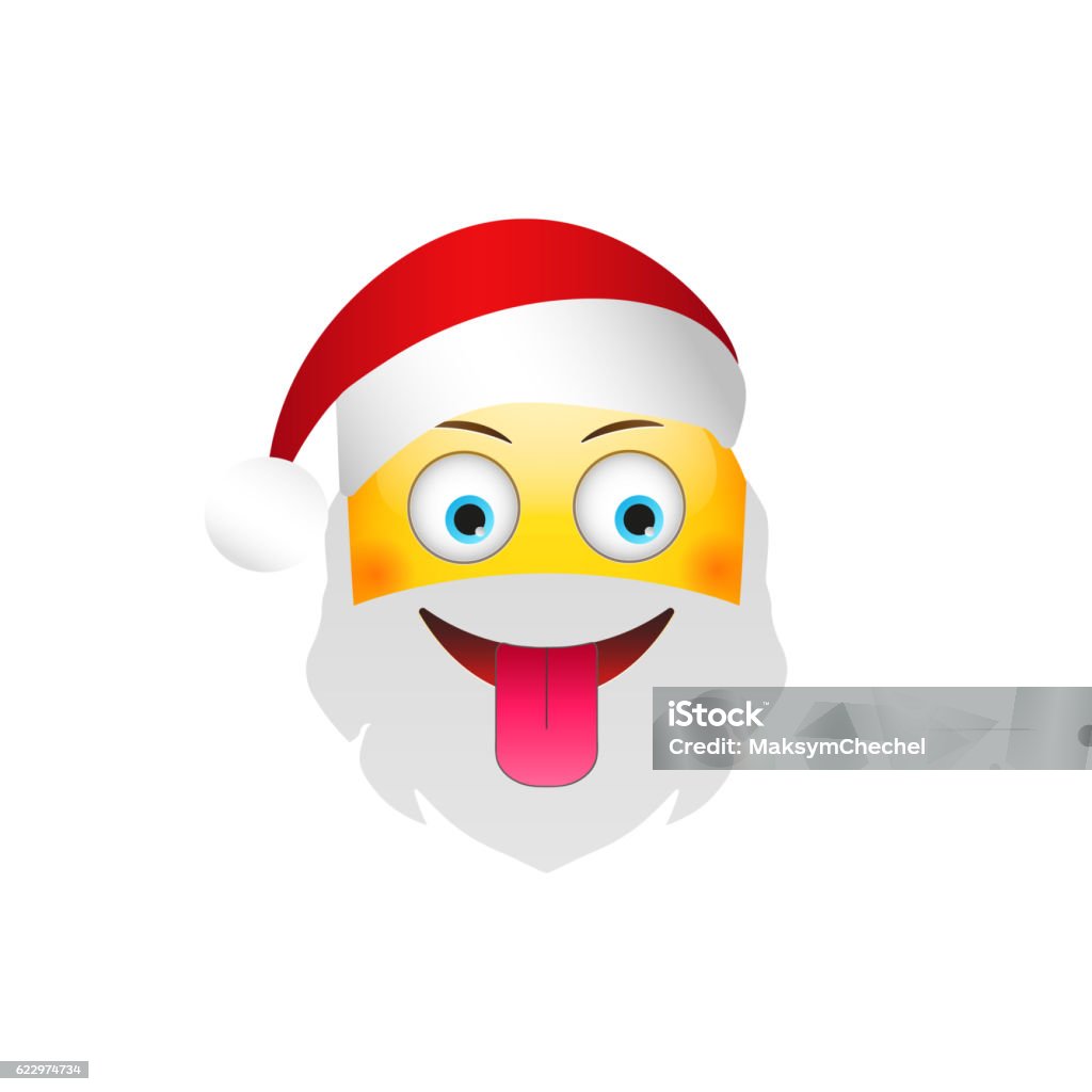 Emoji Santa Claus Winter Holidays Emoticon Character With Tongue Stock Illustration Download