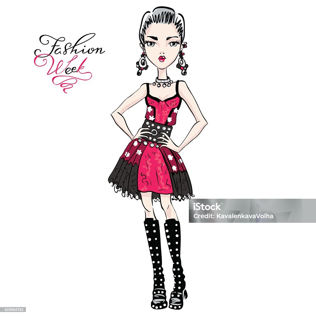 Vector Cute Fashion Girl Stock Illustration Download Image Now