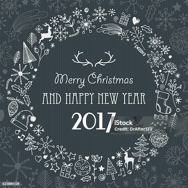 Selamat Natal Dan Tahun Baru Dengan Elemen Yang Digambar Tangan