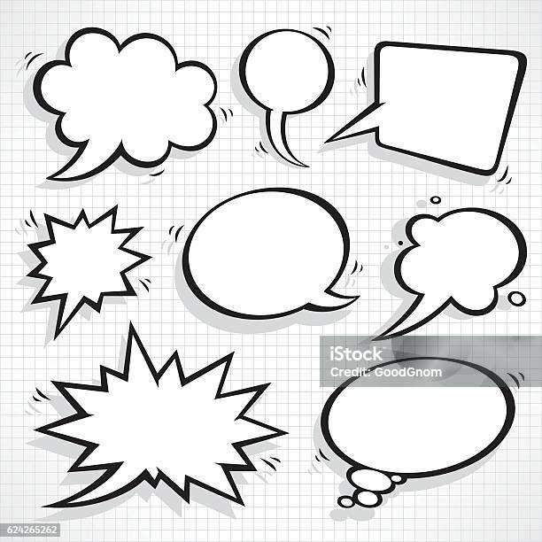 Speech Bubbles Set向量圖形及更多說話泡泡圖片 說話泡泡 漫畫書 卡通 Istock