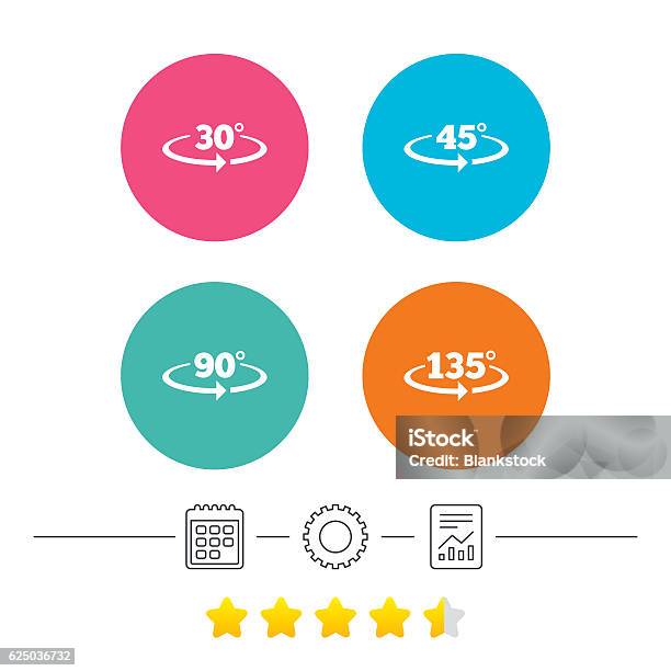 Angle Degrees Icons Geometry Math Signs向量圖形及更多代幣圖片 代幣 器材 圓形 Istock