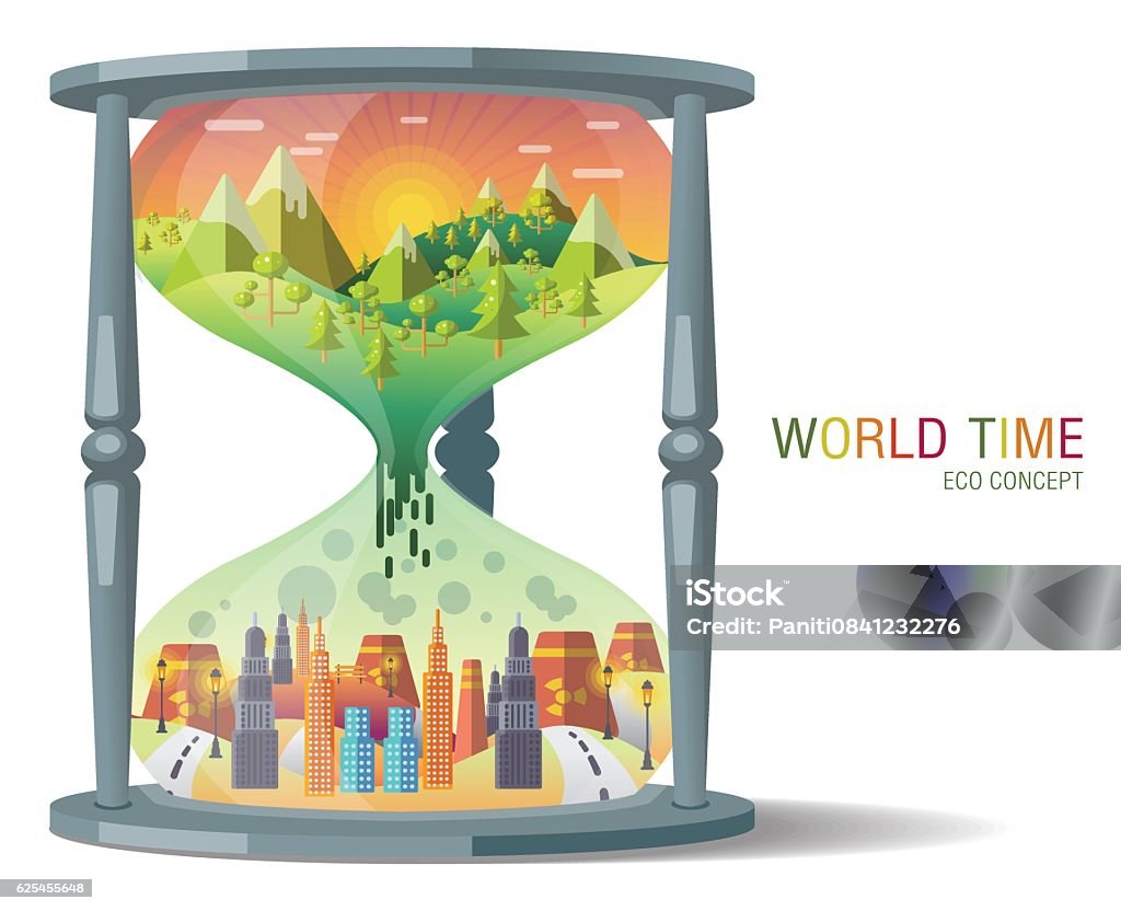 Hourglass Ecology Concept Vector City Landscape Environmental Pollution ... Hourglass Ecology Concept Vector City Landscape Environmental Pollution ...