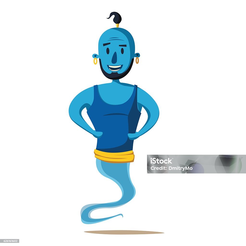 Genie Of The Lamp Cartoon Vector Illustration Miracle Old Fable Stock