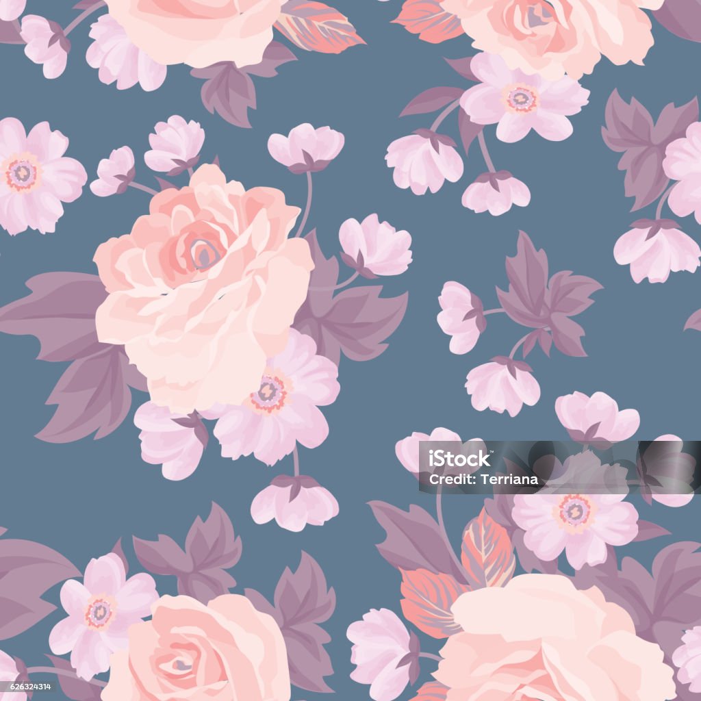 Floral Seamless Pattern Flower Rose Background Stock Illustration