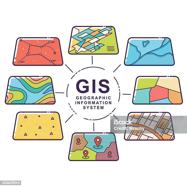 Gis Concept Data Layers For Infographic向量圖形及更多柔道衫圖片 柔道衫 地圖學 有層次