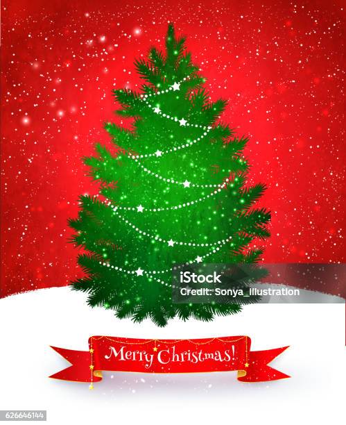 Kartu Pos Natal Dengan Pohon Cemara Dan Spanduk Pita Ilustrasi Stok ... Kartu Pos Natal Dengan Pohon Cemara Dan Spanduk Pita Ilustrasi Stok ...