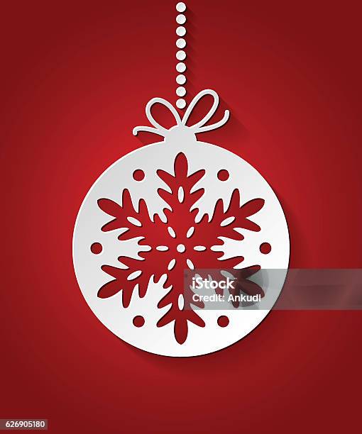 Latar Belakang Kartu Bola Natal Merah Dengan Kepingan Salju Kertas ... Latar Belakang Kartu Bola Natal Merah Dengan Kepingan Salju Kertas ...