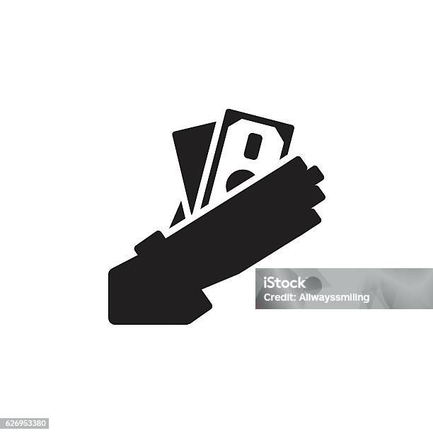Icône Vectorielle Ou Illustration Avec Main Tenant De Largent Dans Le