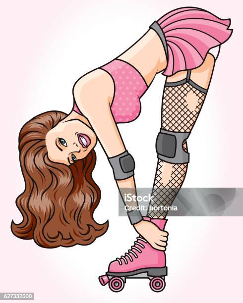 Vetores De Garota De Roller Derby Fofa E Mais Imagens De Meia Arrastão