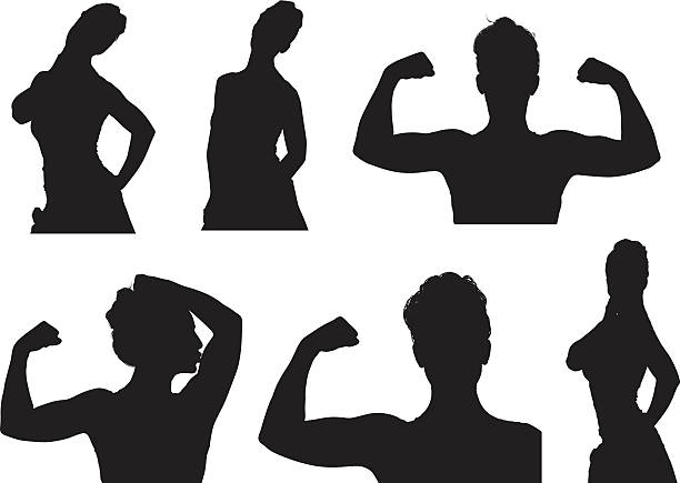 Female Flexing Muscles Stock Vectors Istock