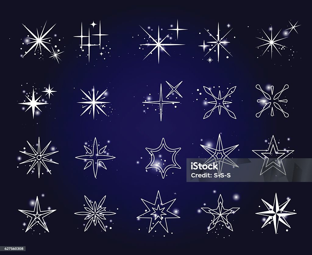 Ilustración de Conjunto De Iconos De Estrellas Y Destellos y más ... Ilustración de Conjunto De Iconos De Estrellas Y Destellos y más ...