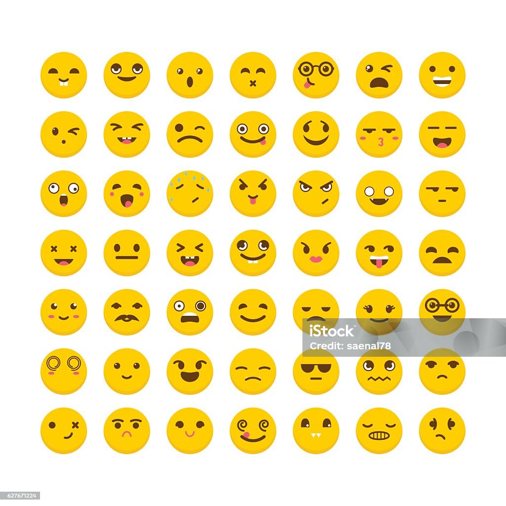 Set Emotikon Wajah Kartun Lucu Ikon Emoji Lucu Ilustrasi Stok Unduh