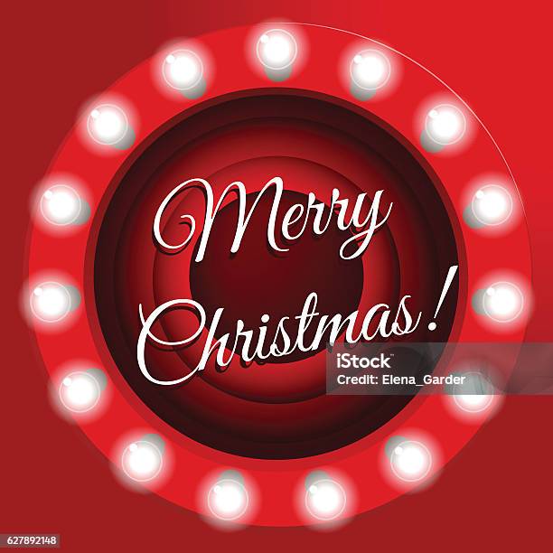 Spanduk Natal Dengan Bola Lampu Kartu Ucapan Vektor Ilustrasi Stok