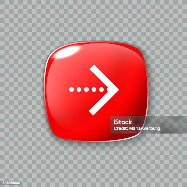 Right Arrow Icon Glossy Red Button Vector Illustration向量圖形及更多下一個圖片 Istock
