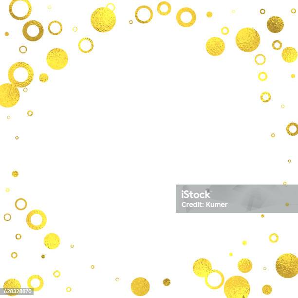 Gold Glittering Foil Circles On White Background向量圖形及更多亮粉圖片 亮粉 具有特定