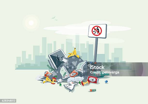 Littering Garbage Trash Stack On The Street Road向量圖形及更多垃圾圖片 垃圾 亂拋垃圾