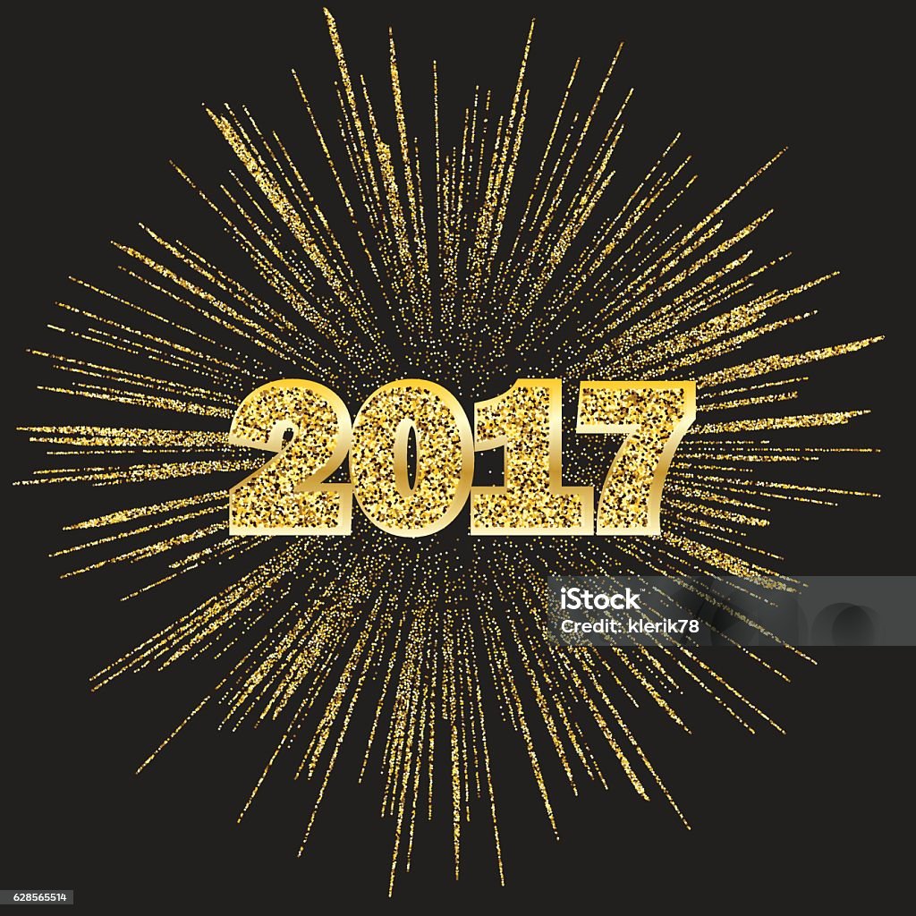 Bonne Année 2017 Avec Des Feux Dartifice Dorés Vecteurs Libres De