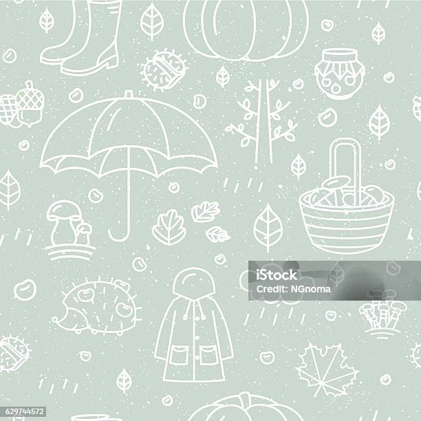 Motif Sans Couture Avec Différents Symboles Dautomne Icônes De Nature