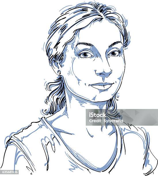 Handgezeichnete Vektorillustration Von Schönen Art Frau Monochro Stock ... Handgezeichnete Vektorillustration Von Schönen Art Frau Monochro Stock ...