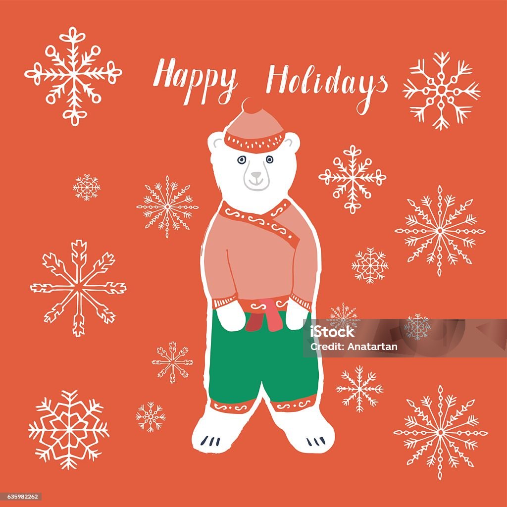 Christmas Card Template With Bear Stock Illustration Download Image