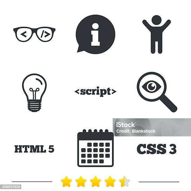 Programmer Coder Glasses Html Markup Language Stock Illustration