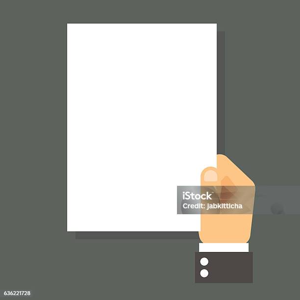 Cartoon Businessman Hand Holding Empty Blank Paper Vector Illus Stock