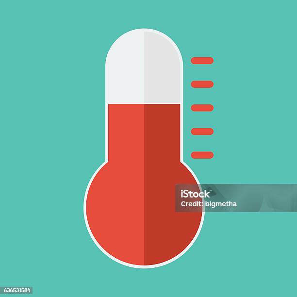 Termometer Merah Dengan Tingkat Yang Berbeda Pada Gaya Datar Ilustrasi