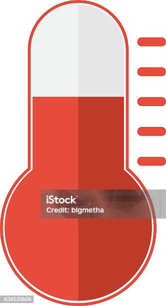 Termometer Merah Dengan Tingkat Yang Berbeda Pada Gaya Datar Ilustrasi