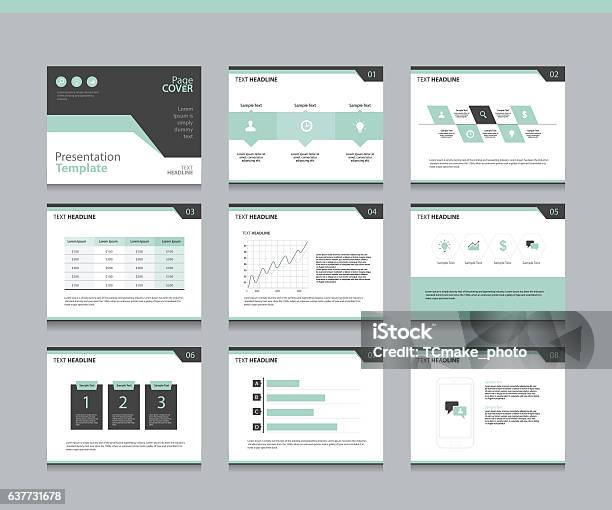 Page Layout Design Template For Presentation And Brochure向量圖形及更多一組物體圖片