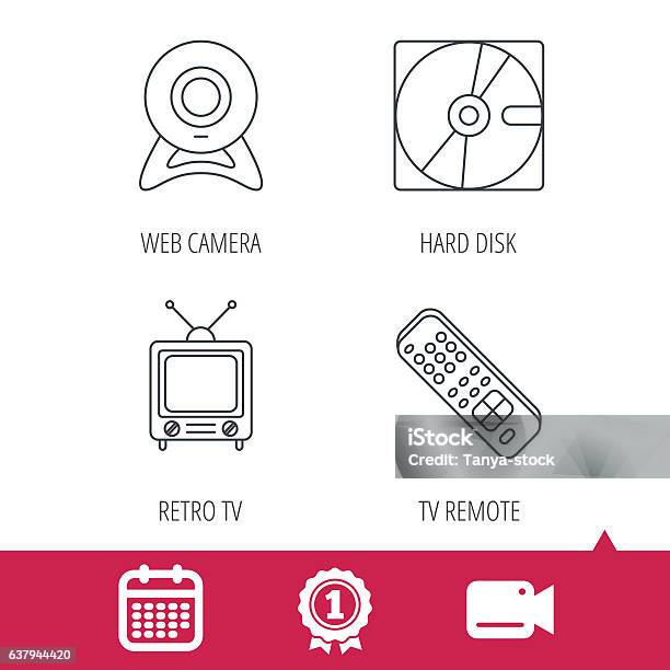 Web Camera Retro Tv And Hard Disk Icons Stock Illustration Download