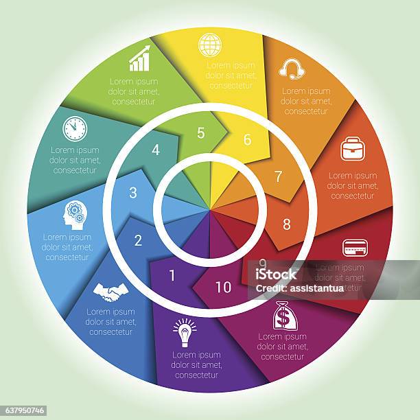 Template Cyclic Diagramme For Infographic Ten Position向量圖形及更多10號圖片 Istock